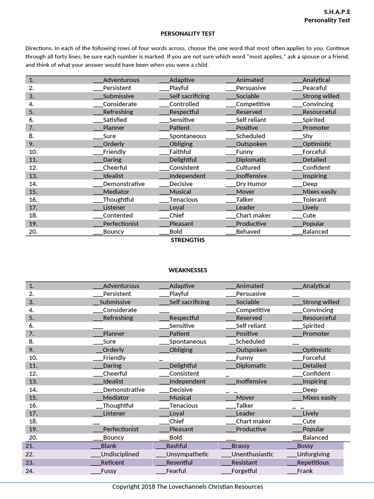 Personality Test | PDF
