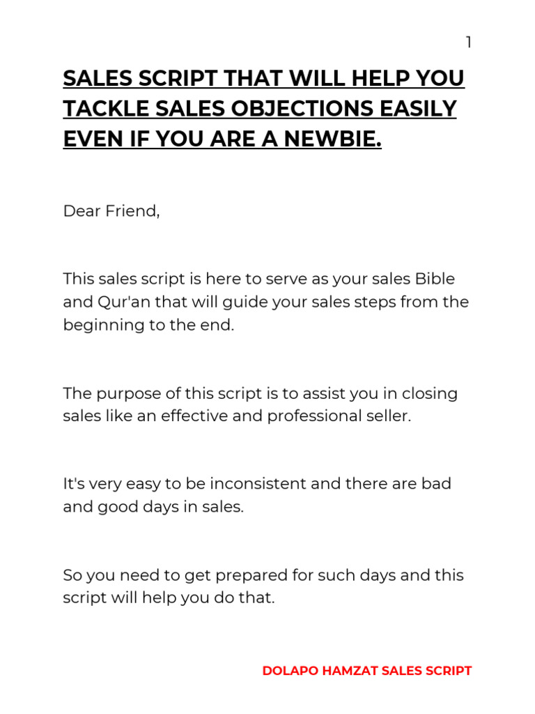 Sales Script | PDF