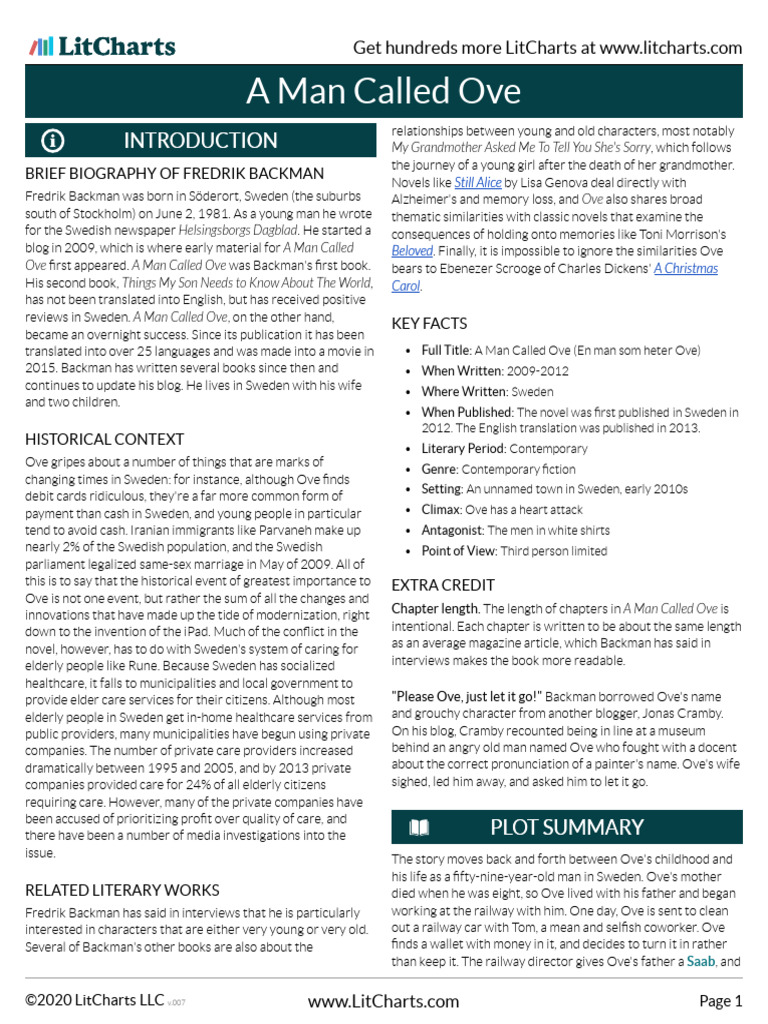 A Man Called Ove LitChart | PDF