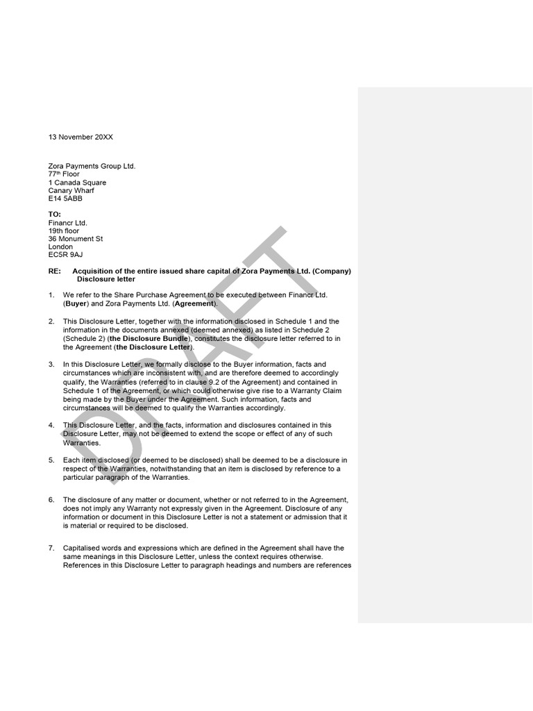 Task 3 - Disclosure Letter Sample | PDF