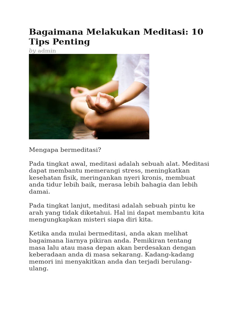 Bagaimana Melakukan Meditasi | PDF