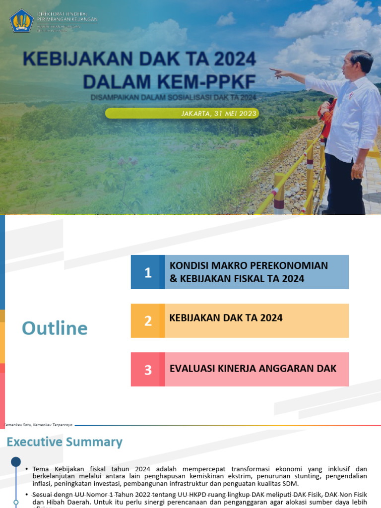 Direktur Jenderal Perimbangan Keuangan - Kebijakan DAK TA 2024 Dalam KEM-PPKF | PDF