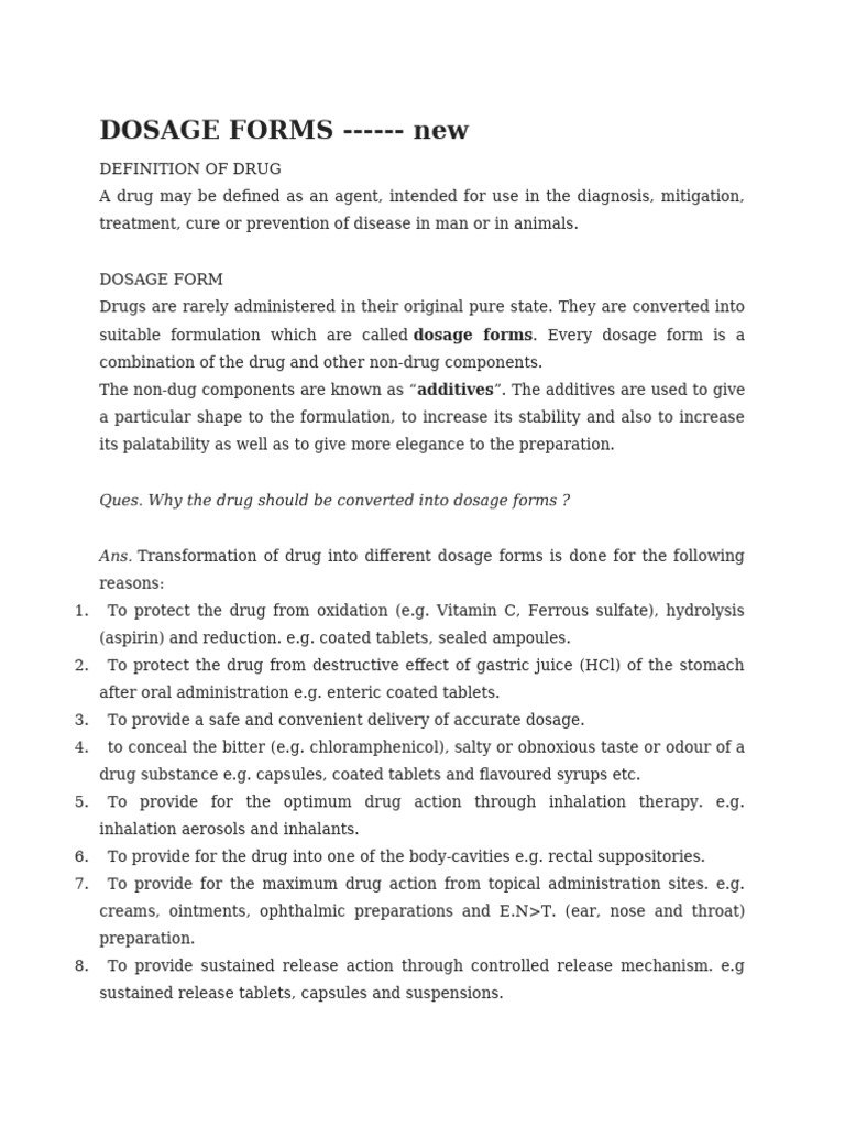 Introduction To Dosage Forms | PDF
