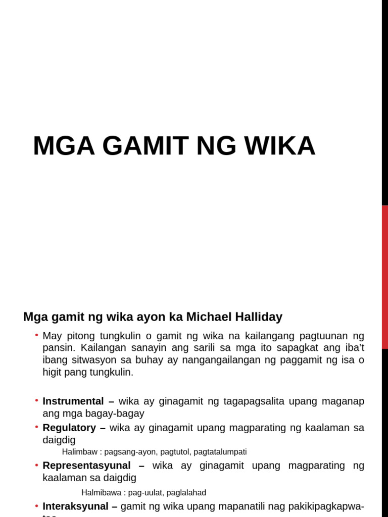 Mga Gamit NG Wika | PDF