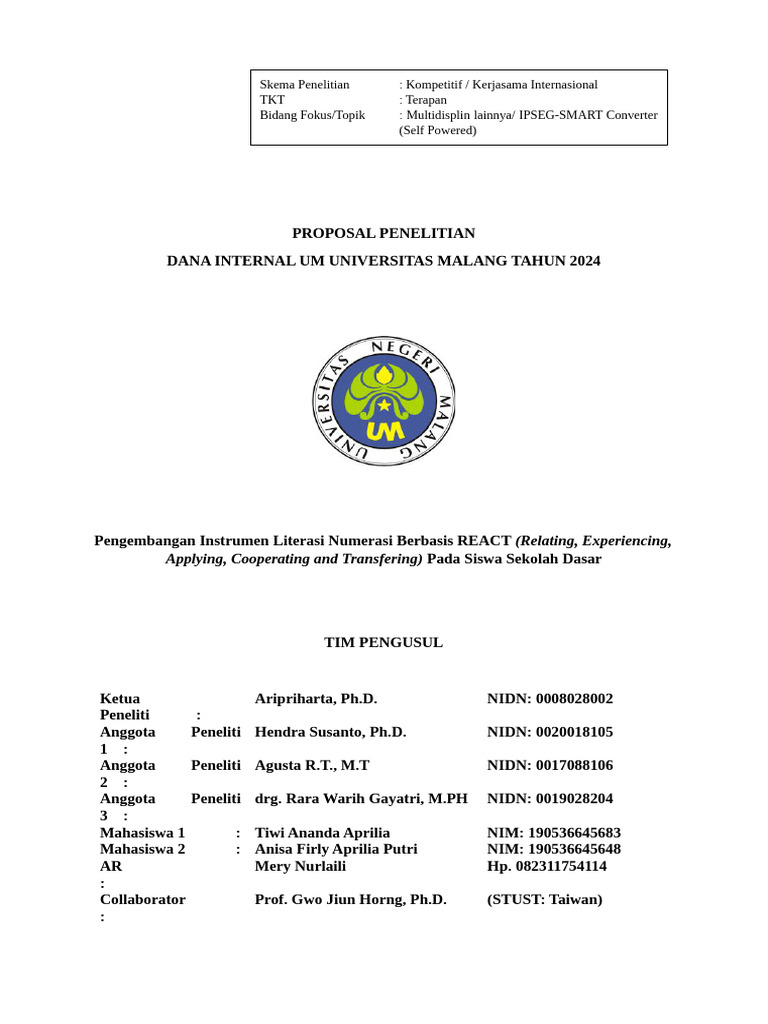 Proposal Penelitian Hibah Dikti Ke-1 | PDF