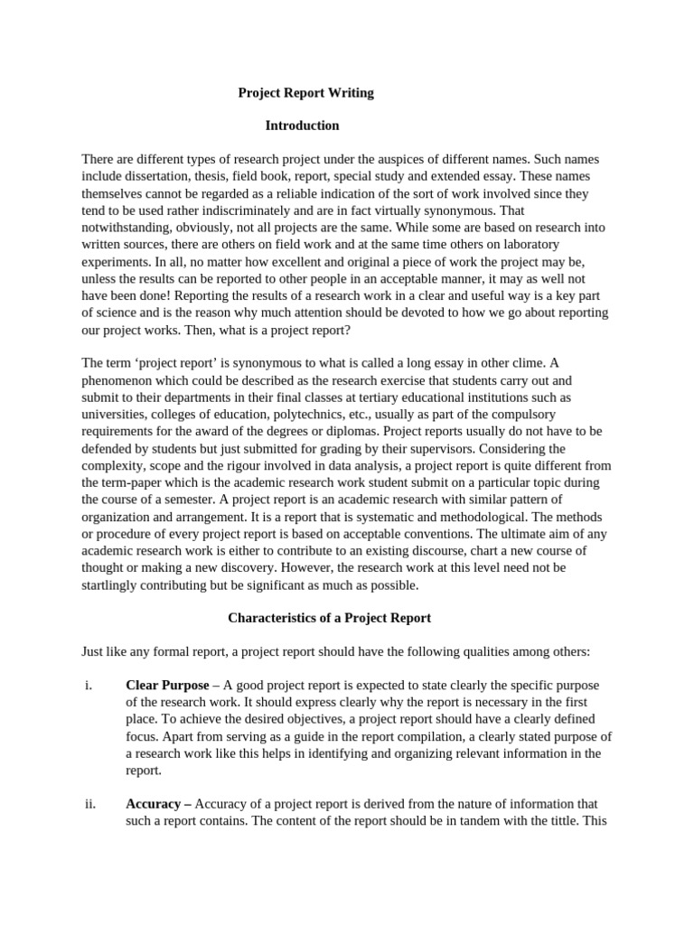 Project Report Writing | PDF