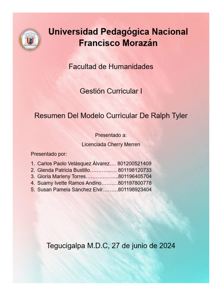 RESUMEN MODELO CURRICULAR TYLER | PDF