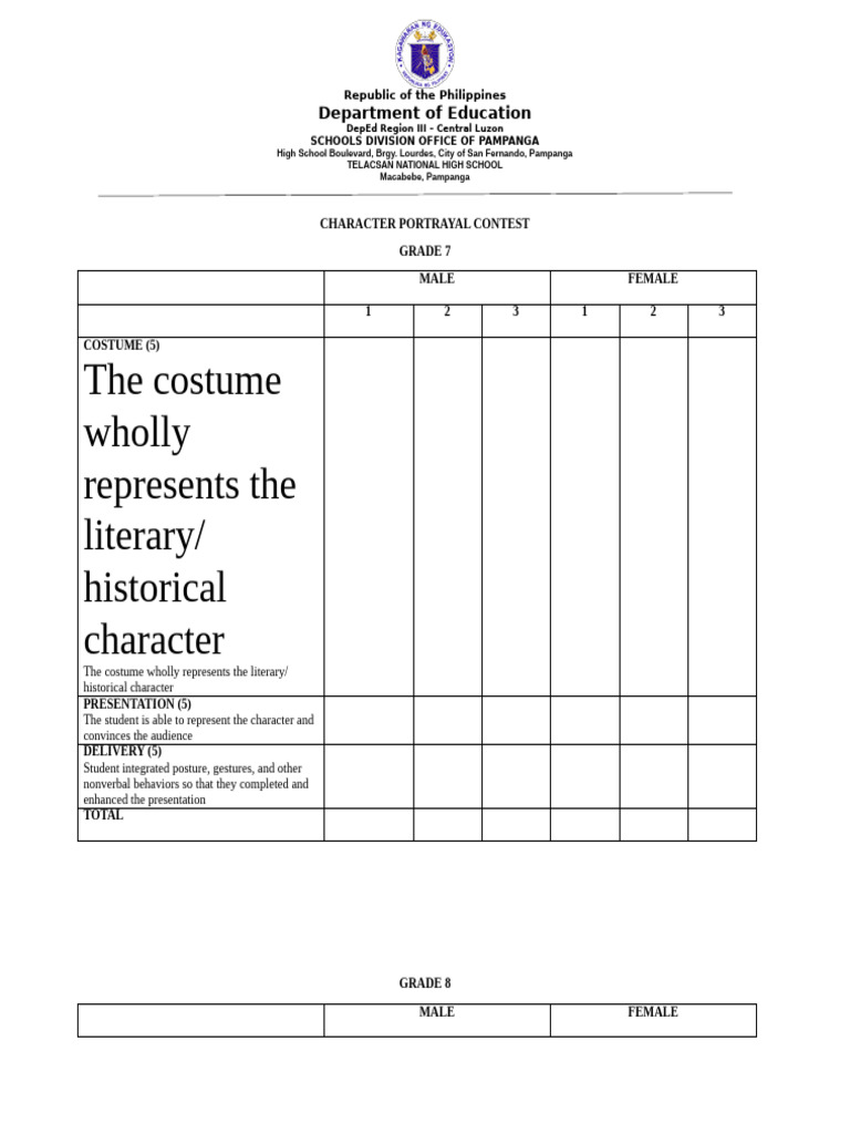 Character Portrayal Contest | PDF