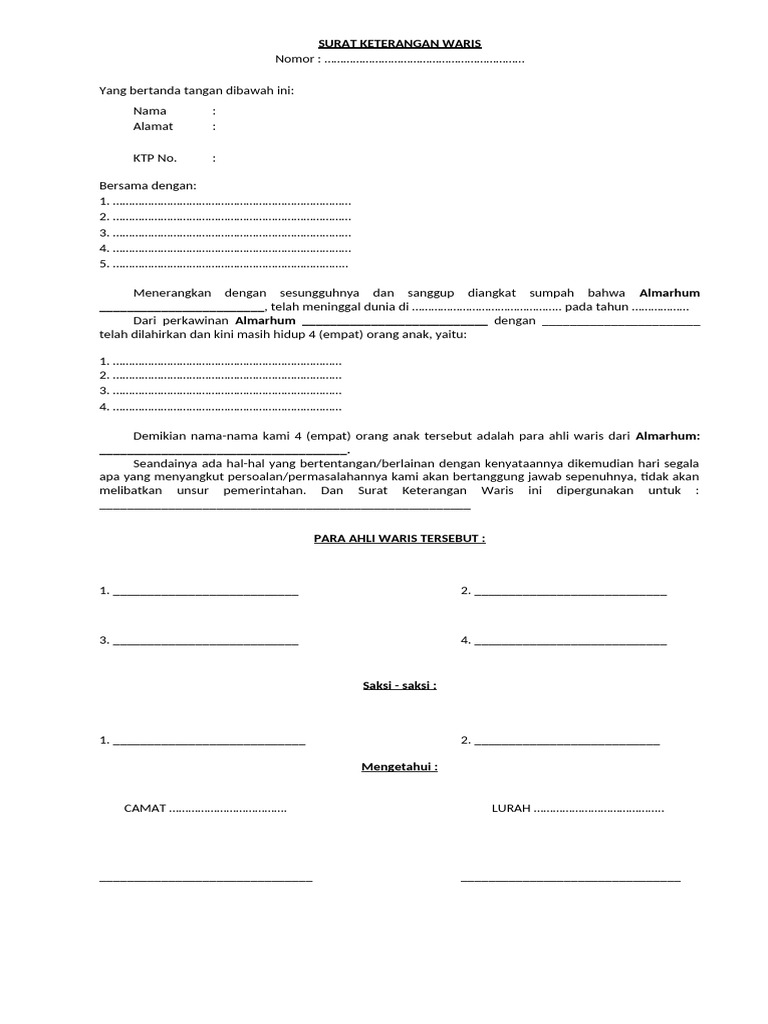Keterangan Waris - Draft | PDF