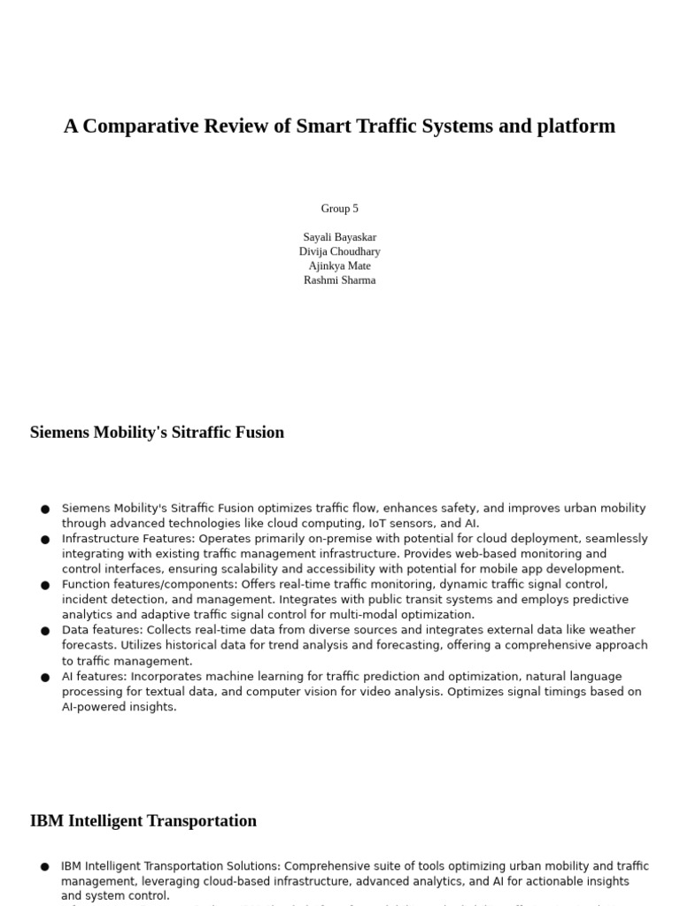 A Comparative Review of Smart Traffic Systems and Platform | PDF
