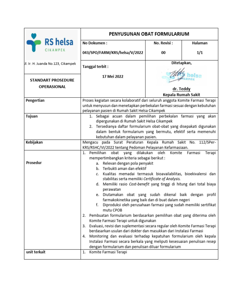 Spo 43 Penyusunan Obat Formularium Pdf