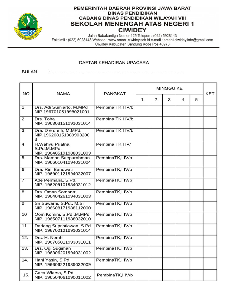 DAFTAR HADIR UPACARA - Kami | PDF