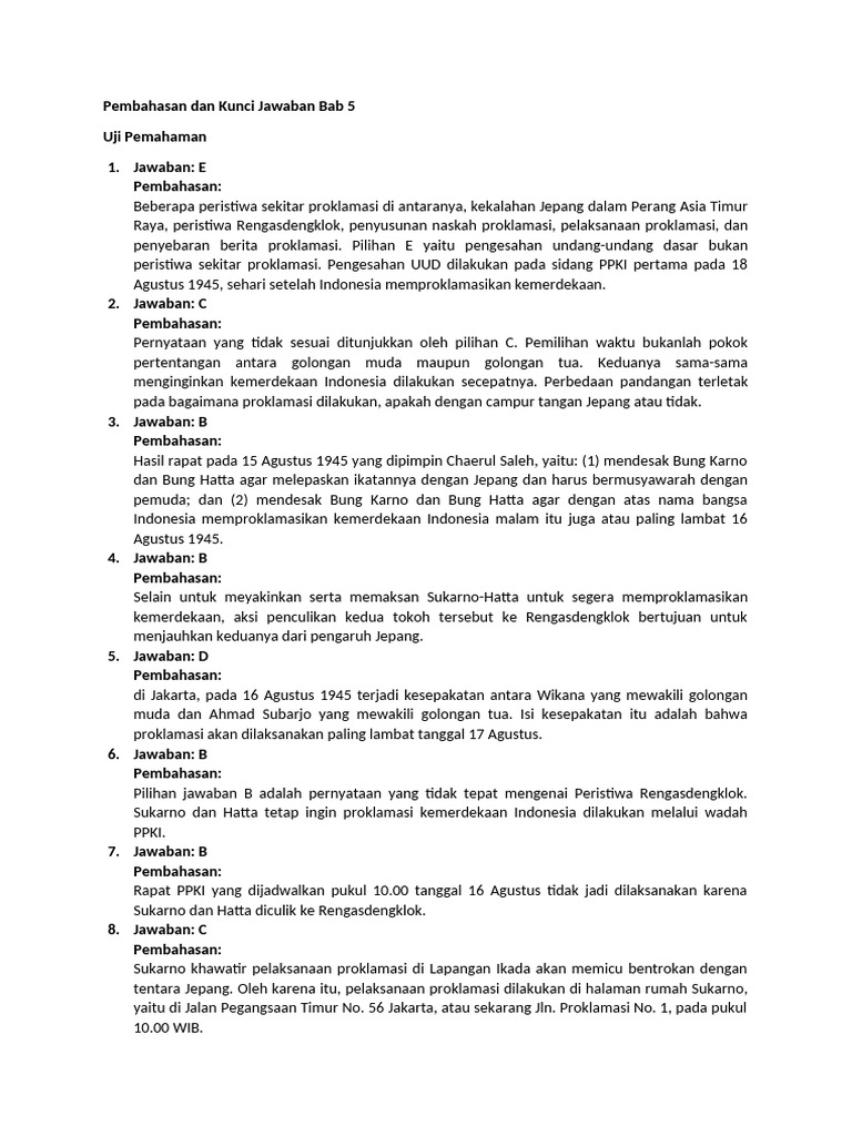 Pembahasan dan Kunci Jawaban Bab 5 | PDF