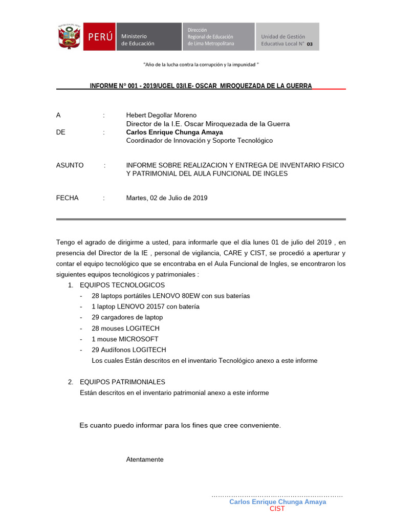 Informe N°01 Oscar | PDF