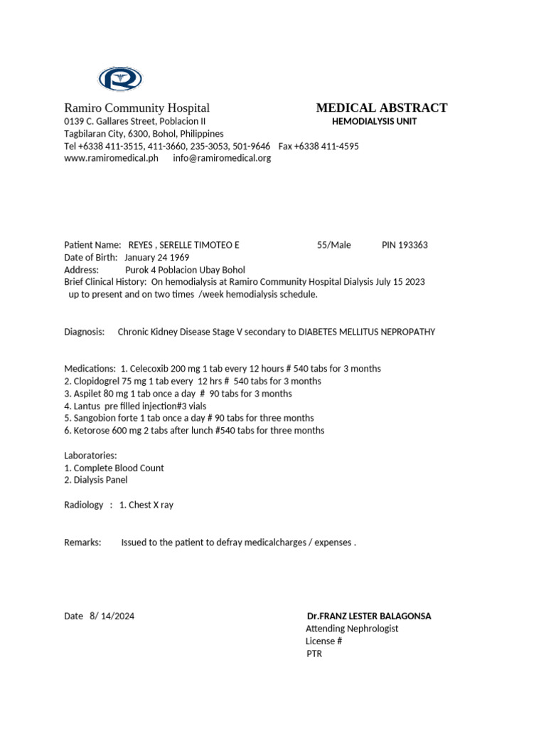Medical Abstract-Reyes Serelle | PDF