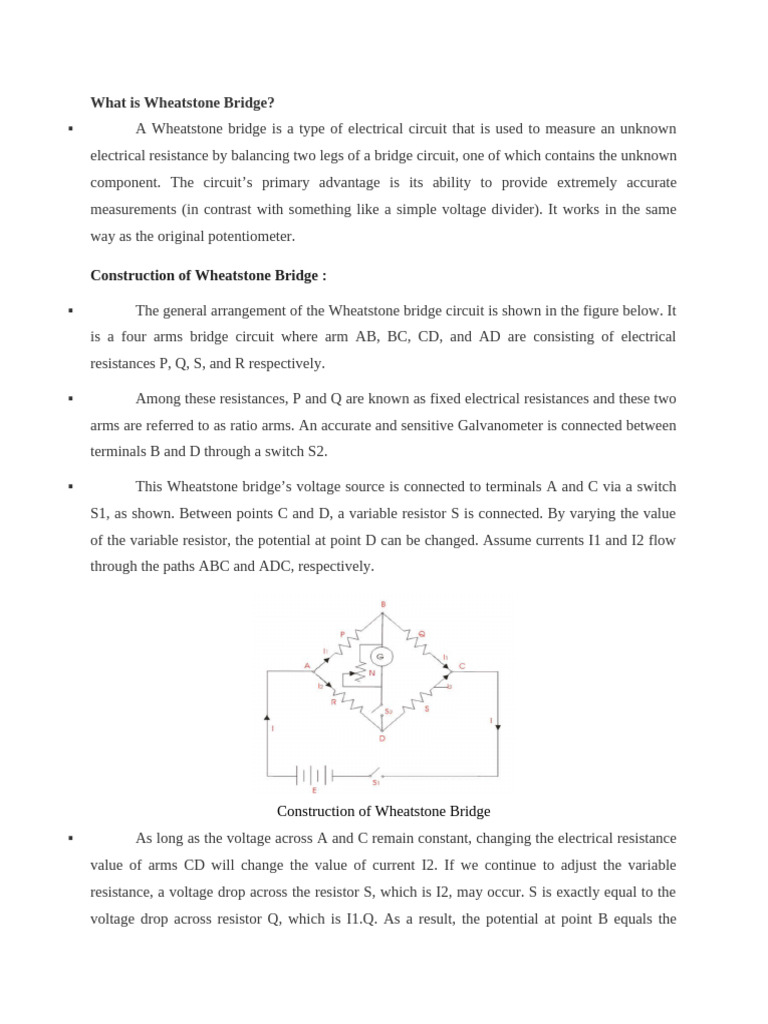 Wheatstone Bridge | PDF