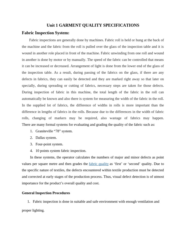 Fabric Inspection System | PDF