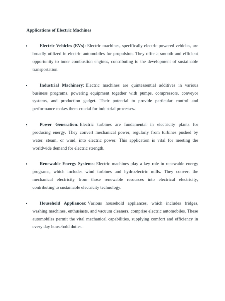 Applications of Electric Machines | PDF