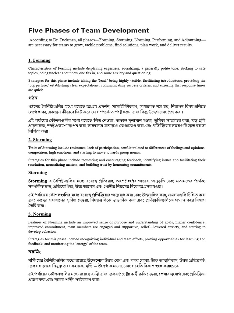 Five Phases of Team Development | PDF