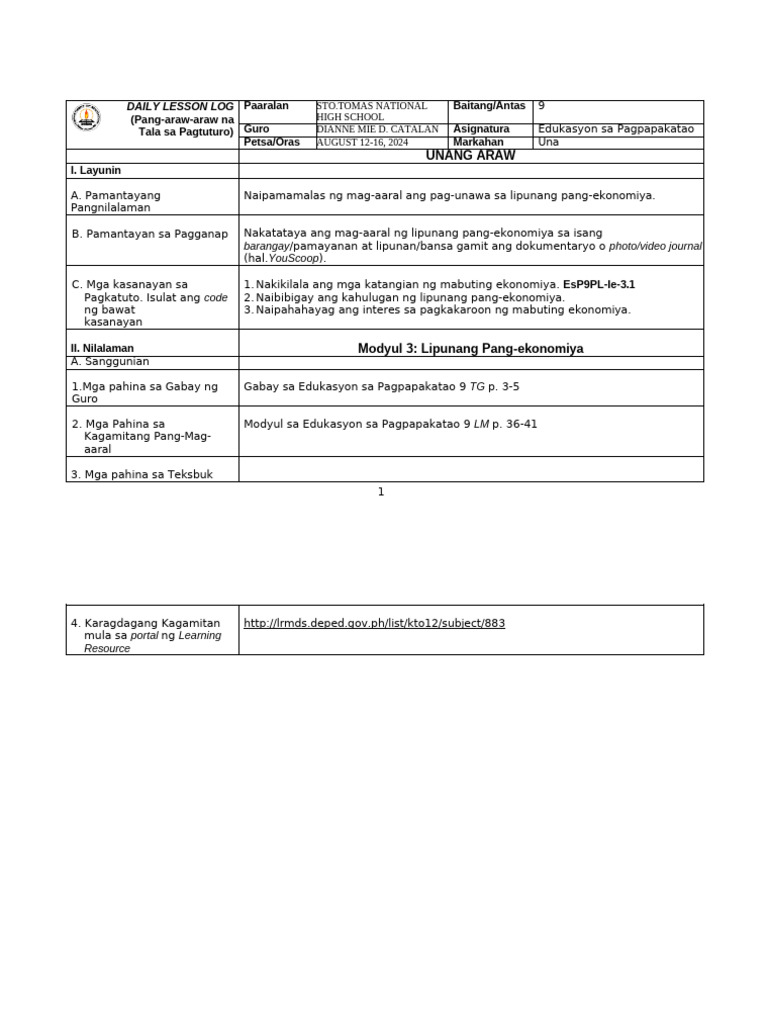 EsP DLL 9 Mod 1-Q1 (3) | PDF