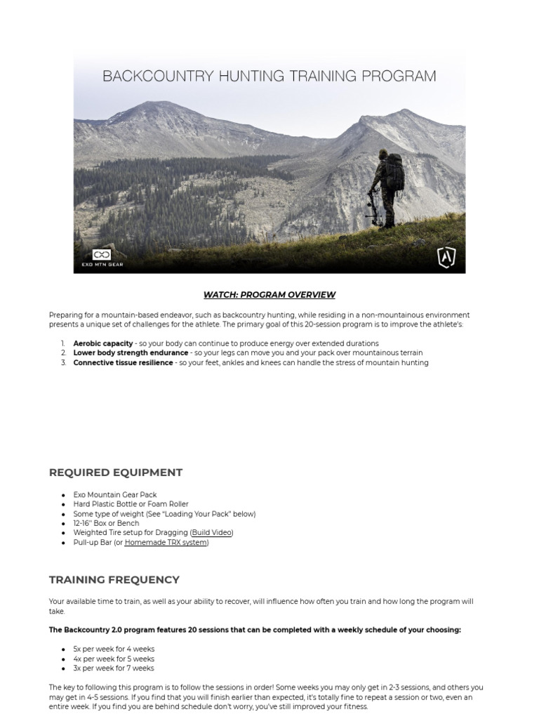 Backcountry Hunting Training Plan | PDF