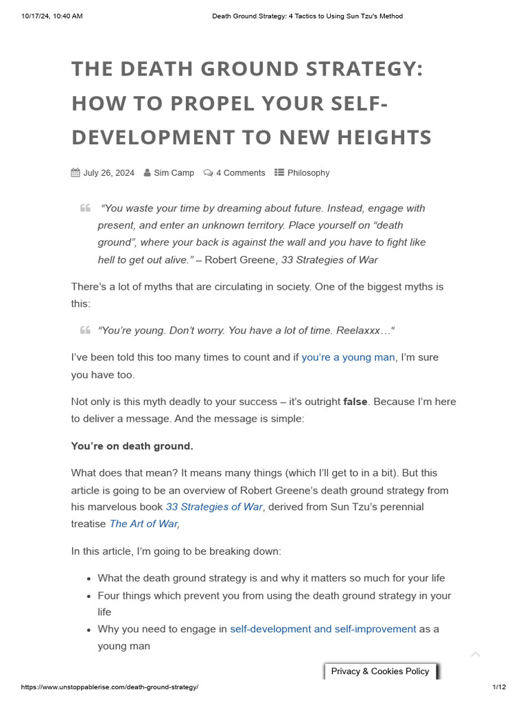 Death Ground Strategy_ 4 Tactics to Using Sun Tzu's Method | PDF