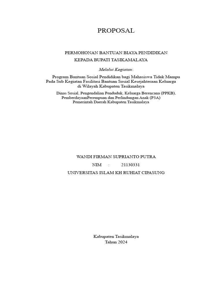 Proposal Beasiswa Wandi | PDF