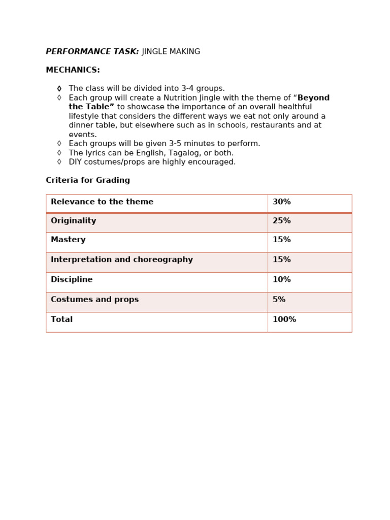 Performance Task | PDF