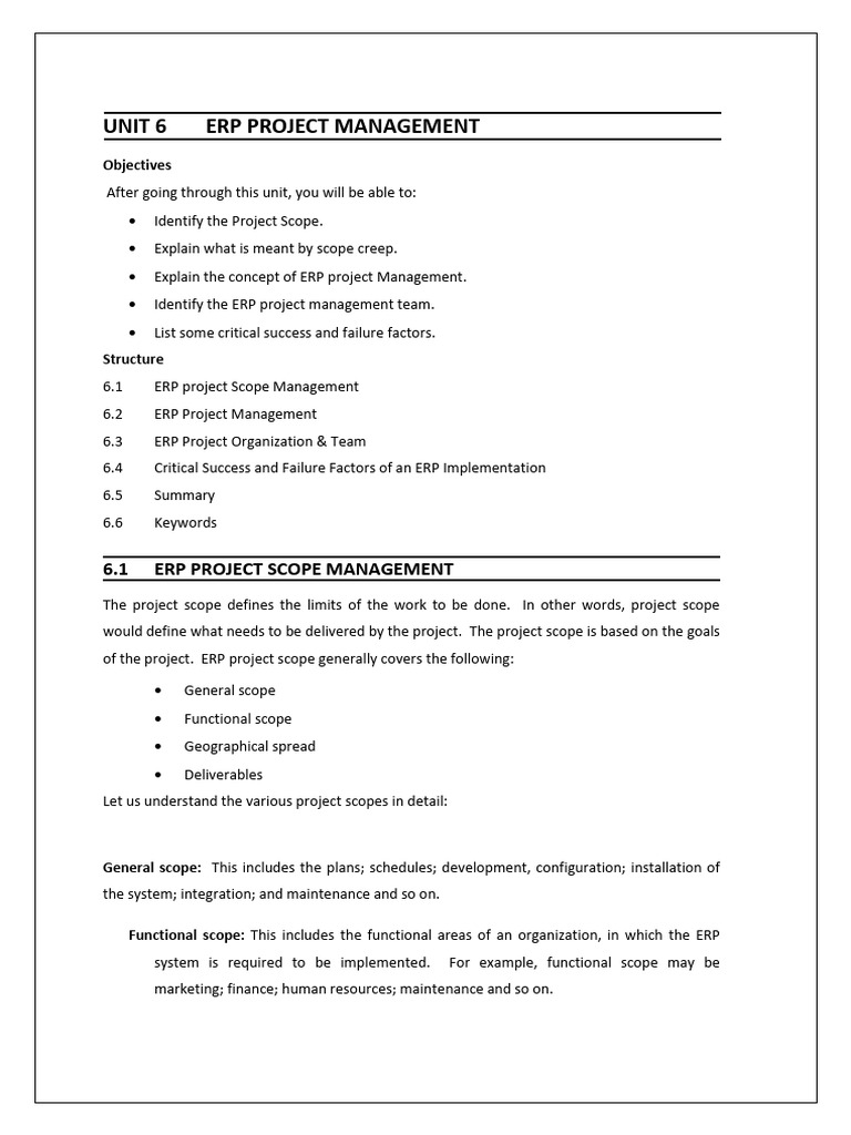 ERP - Unit 6 | PDF