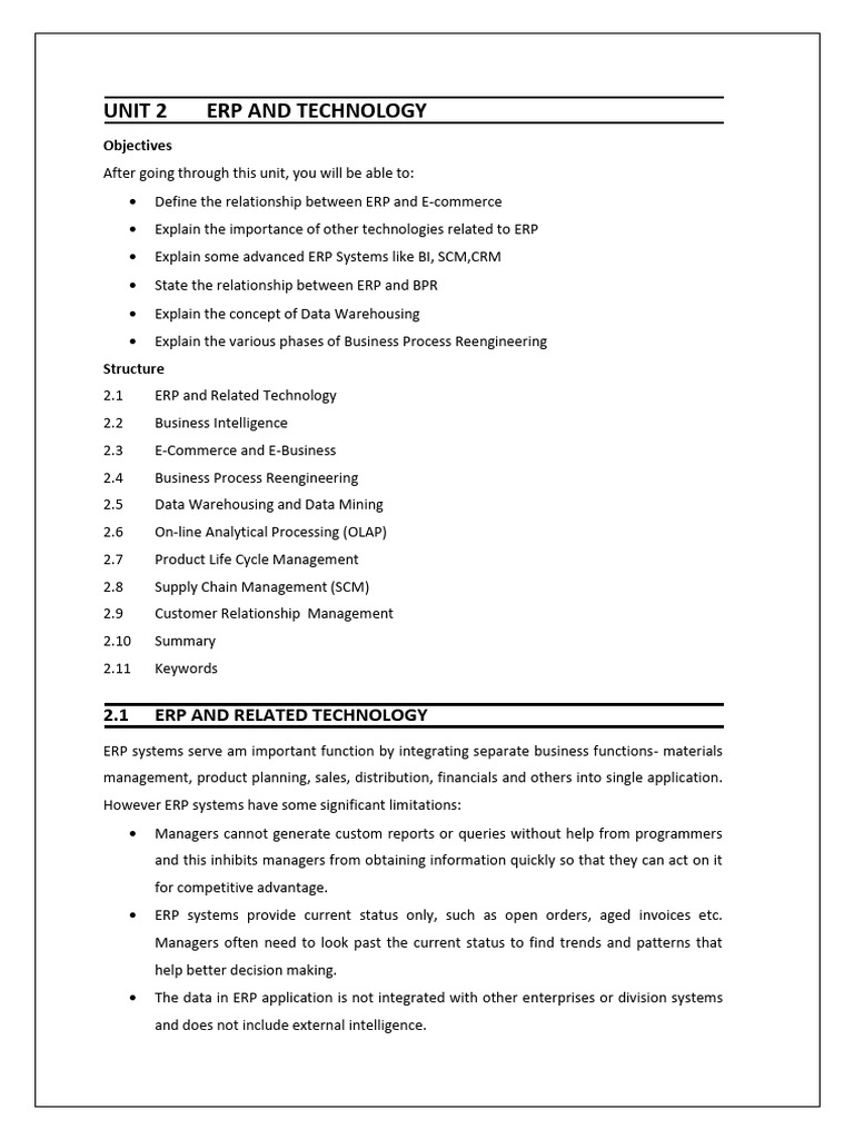 ERP - Unit 2 | PDF