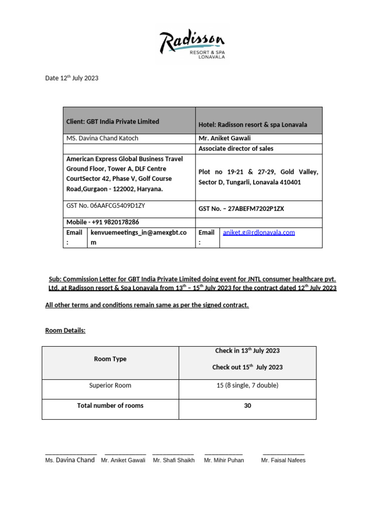 Commission Letter Format | PDF