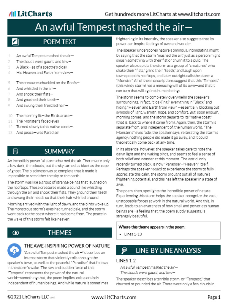 LitCharts An Awful Tempest Mashed The Air | PDF | Young Adult