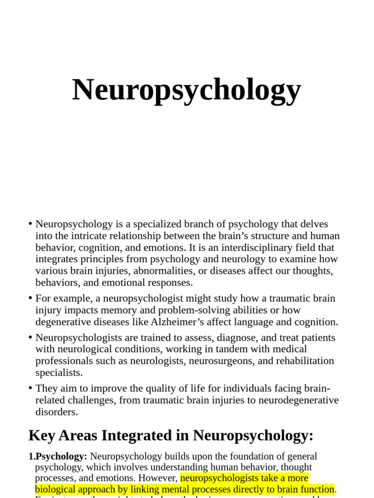 Neuropsychology | PDF