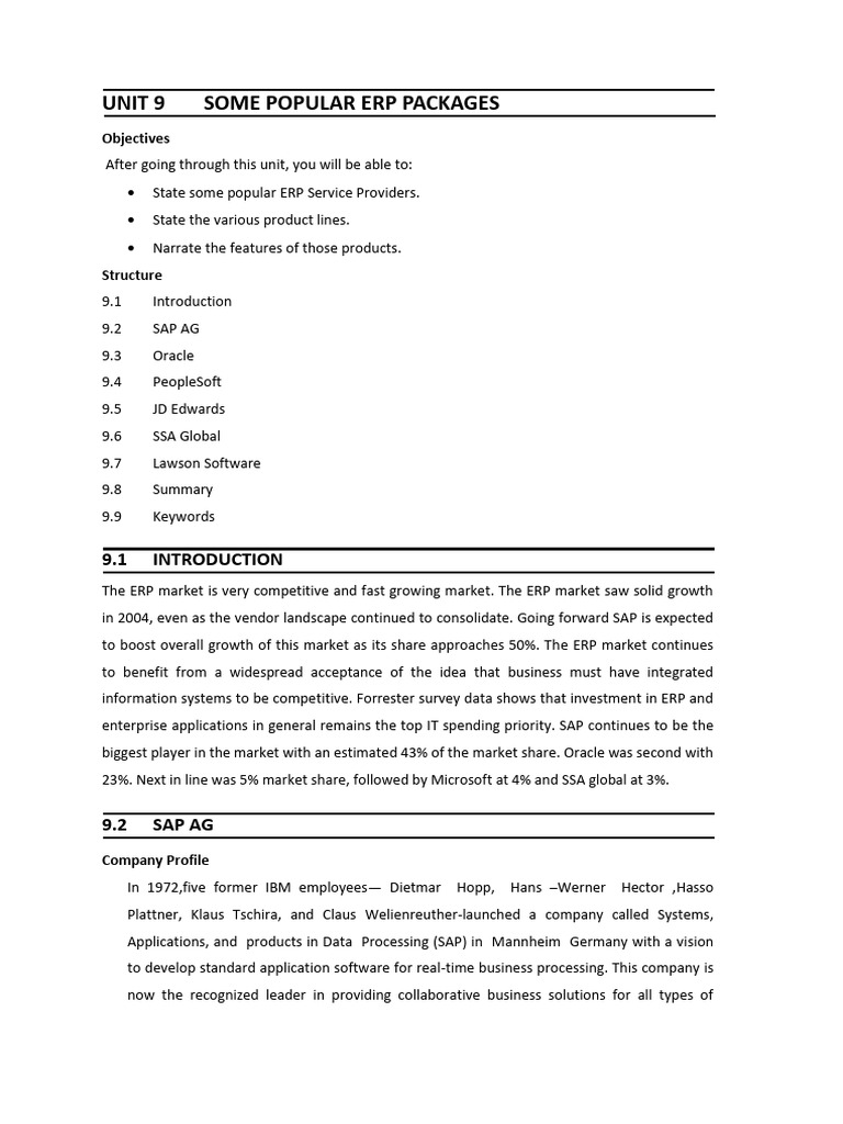 ERP - Unit 9 | PDF