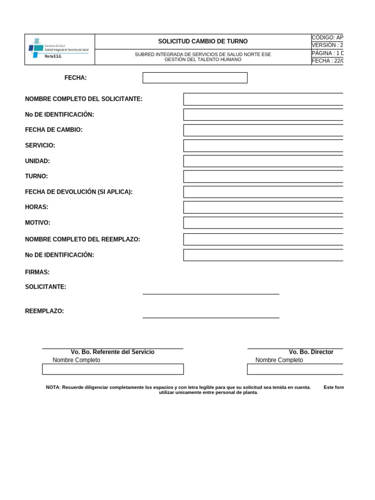 AP-TH-F-42-02-Solicitud Cambio de Turno | PDF