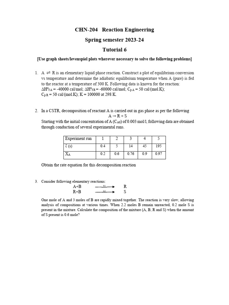Tutorial 6 - CHN 204 | PDF