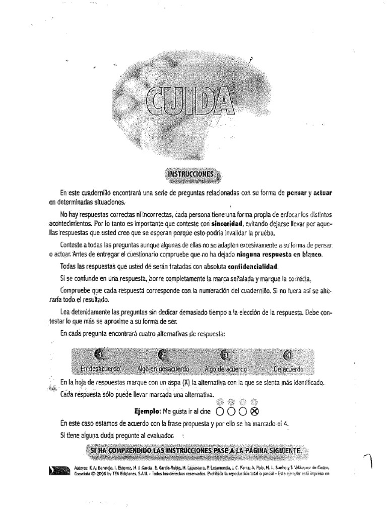 CUADERNILLO DE PREGUNTAS PRUEBA CUIDA Sandra | PDF
