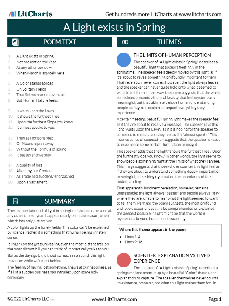 LitCharts A Light Exists in Spring | PDF | General Fiction