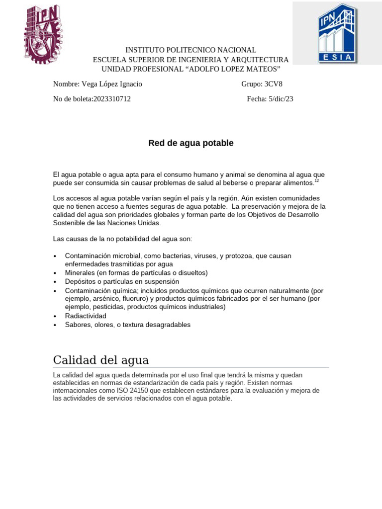 Agua Potable Exprecion | PDF