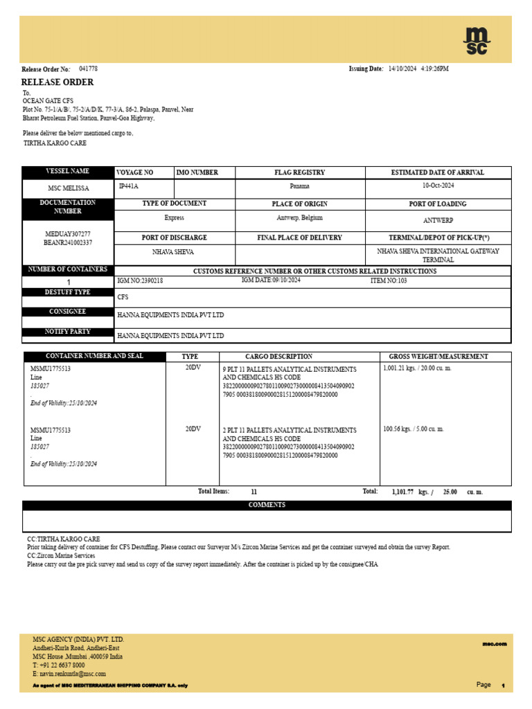 Hanna DO - ReleaseOrder - 041778 | PDF