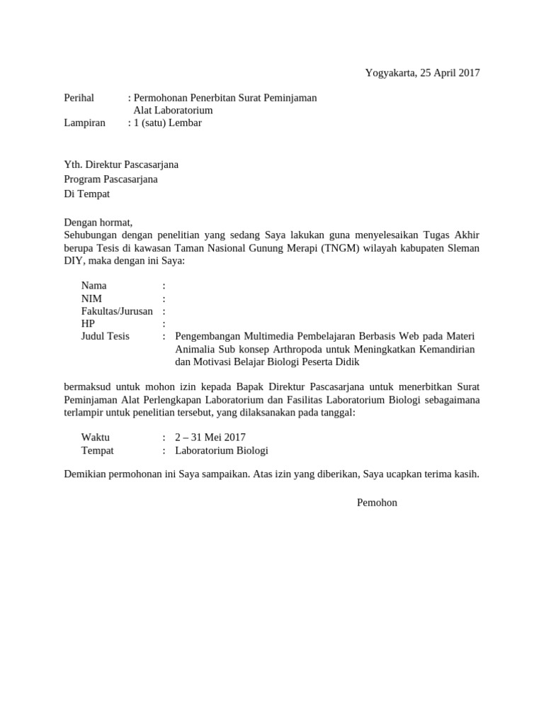 Contoh Surat Pengajuan Peminjaman Lab Komputer Sekolah | PDF