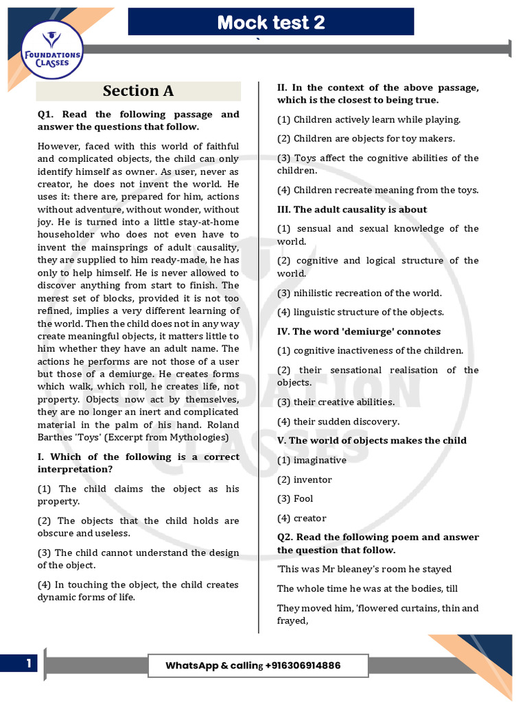 Mock Test 2 Rimc December 2024 (English) | PDF