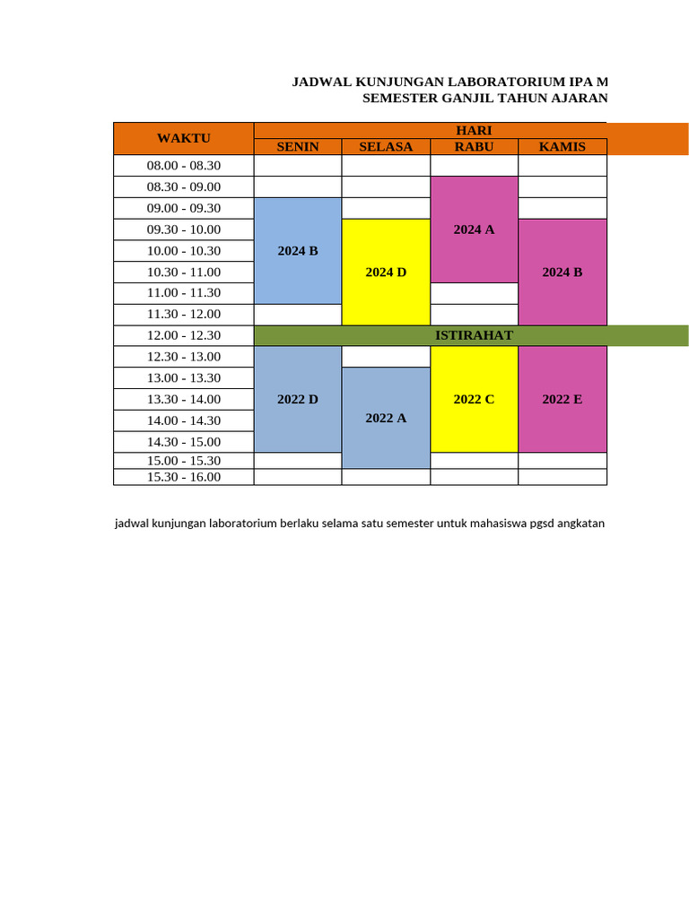 Jadwal Kunjungan Laboratorium Ipa 22-23 | PDF