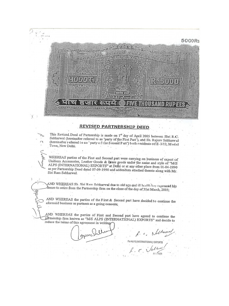 Partnership Deed Old | PDF