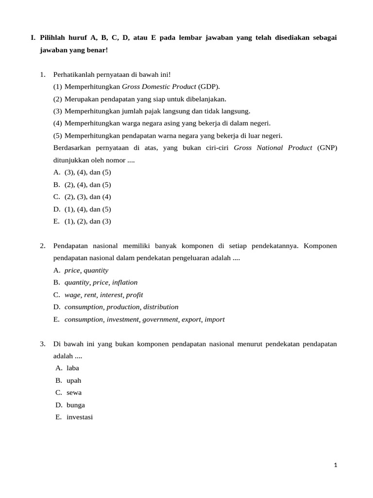 SOAL PAS 1 EKONOMI XI 2223 BU TINA | PDF