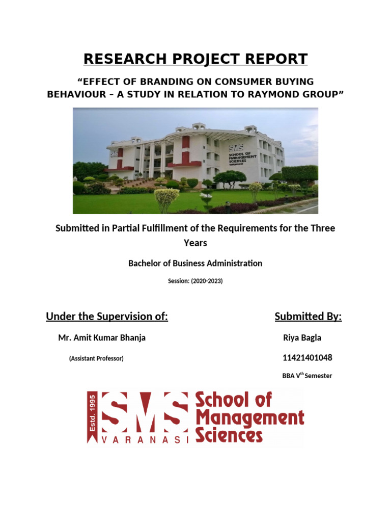 RESEARCH PROJECT REPORT | PDF