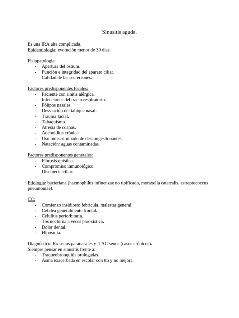 Sinusitis Aguda: Causas y Tratamiento | PDF