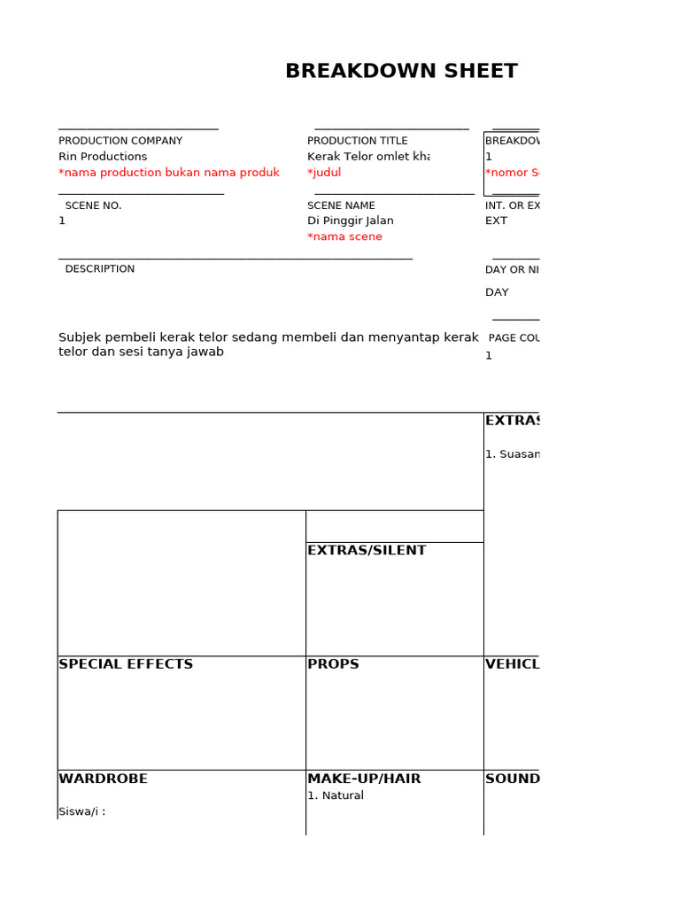 Breakdown Sheet 1 | PDF