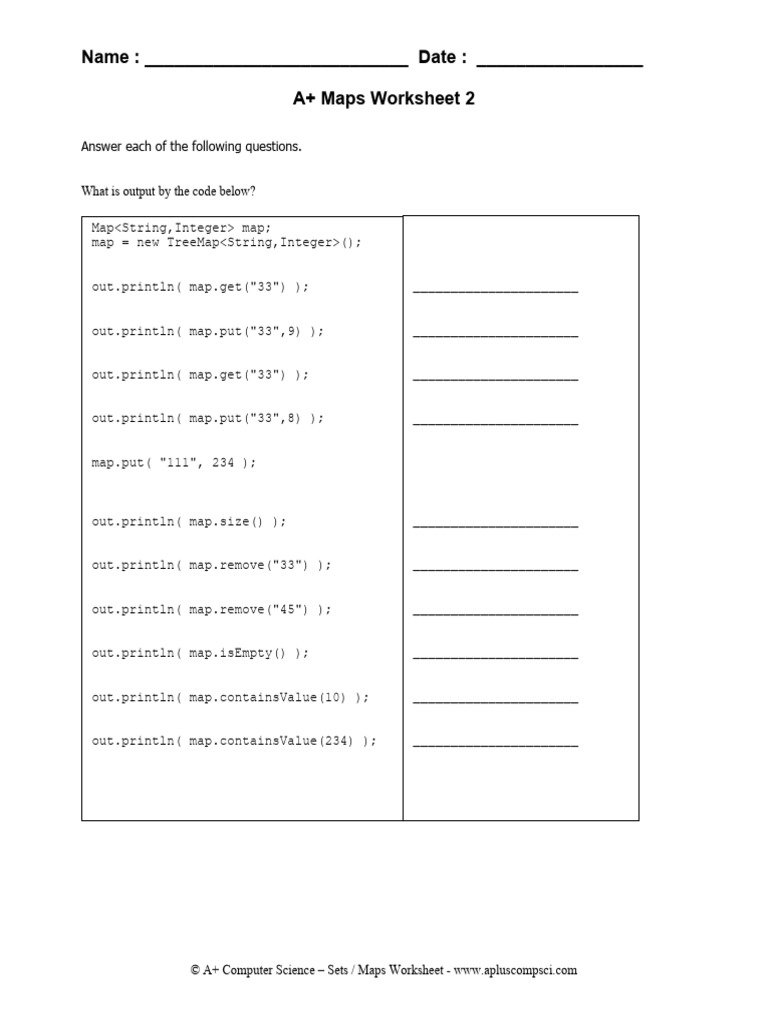 Maps Worksheet2 Java Aplus | PDF