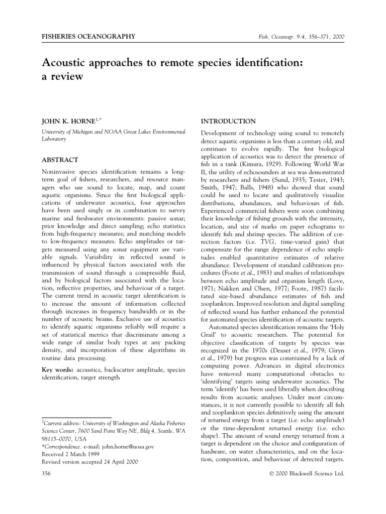 Remote Species Identification | PDF